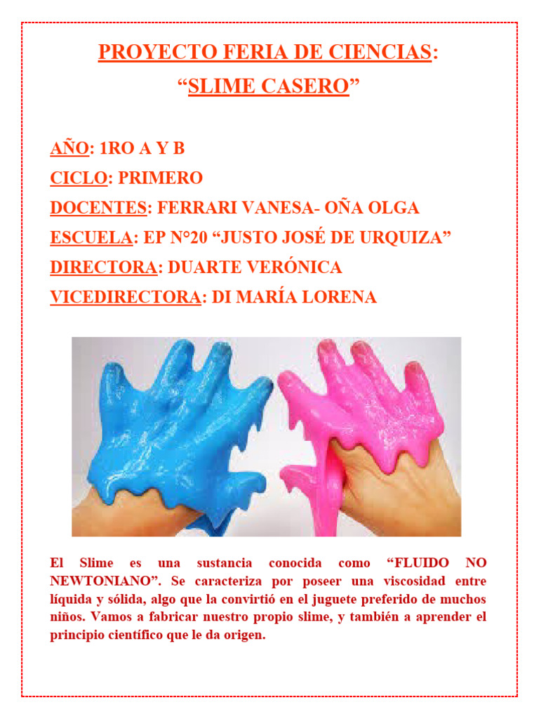 PROYECTO FERIA DE CIENCIAS SLIME | PDF | Líquidos | Mecánica de Medios Continuos