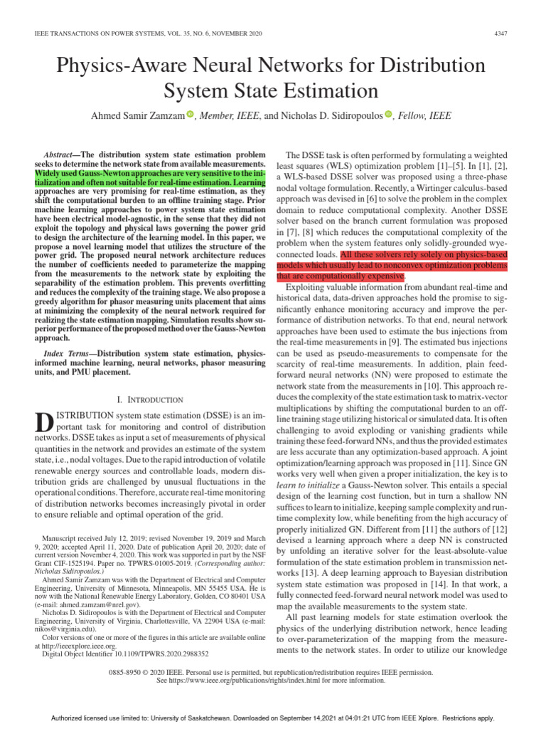 2020-Physics-Aware Neural Networks For Distribution System State ... 2020-Physics-Aware Neural Networks For Distribution System State ...