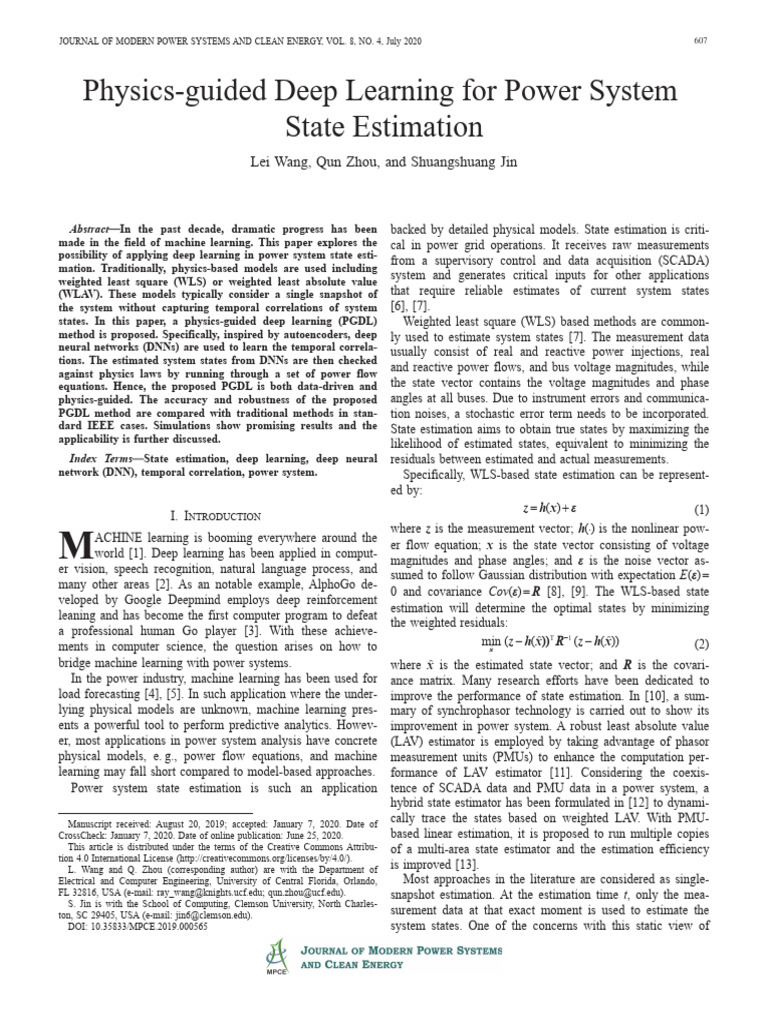 2020-Physics-Guided Deep Learning For Power System State Estimation | PDF | Deep Learning ...