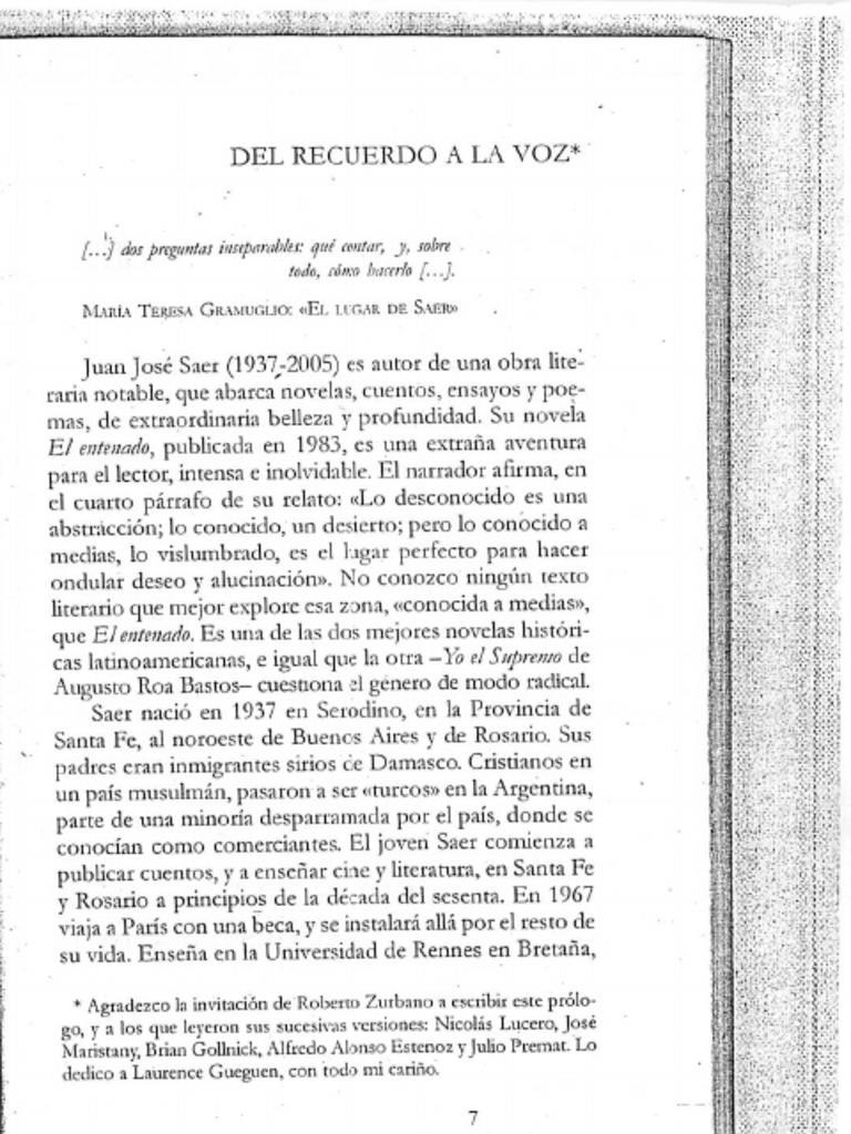 BALDERSTON, Daniel - Prólogo A El - Entenado | PDF