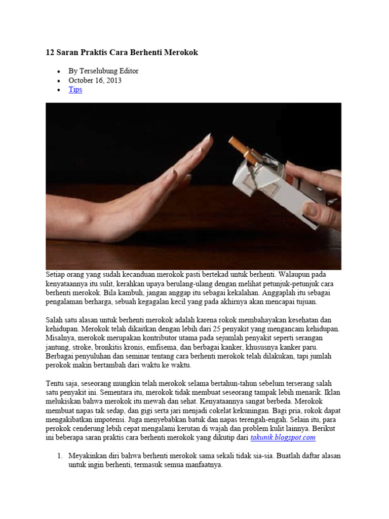 12 Tips Ampuh Berhenti Merokok | PDF