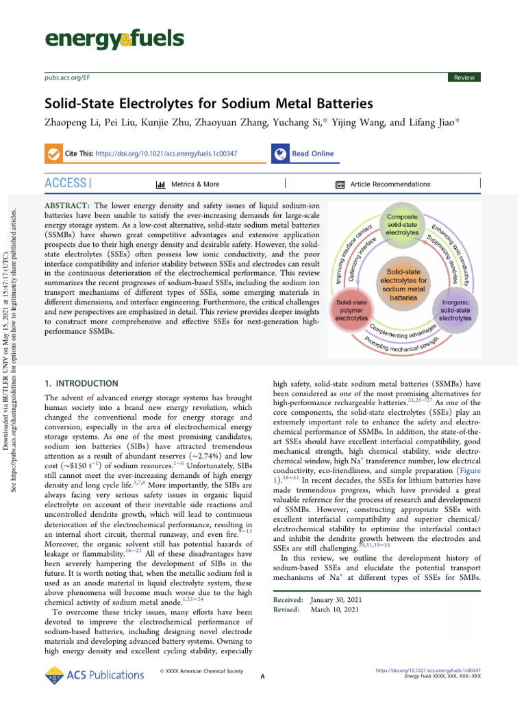 Solid State Electrolytes For Sodium Metal Batteries Pdf Electrolyte