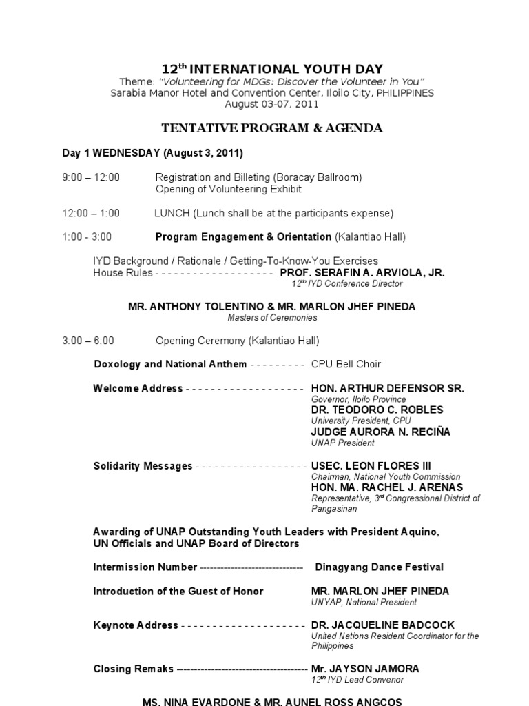 12th Iyd Program | PDF | Philippines
