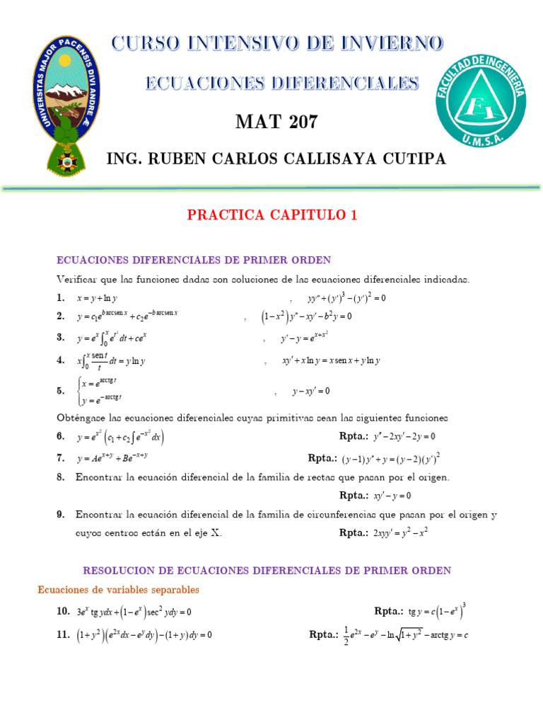 Practica 1 MAT 207 2024 | PDF | Matemática Elemental | Álgebra