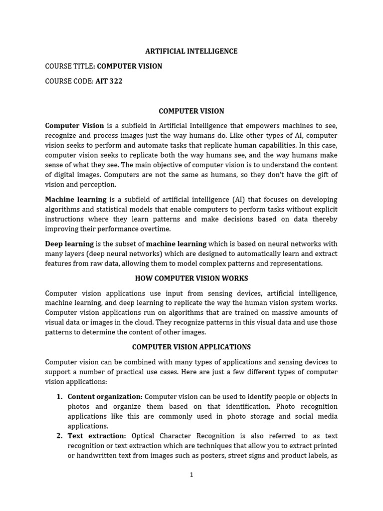 Computer Vision | PDF | Computer Vision | Visual Perception Computer Vision | PDF | Computer Vision | Visual Perception