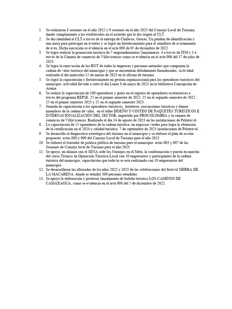 Informe de actividades del CLT | PDF