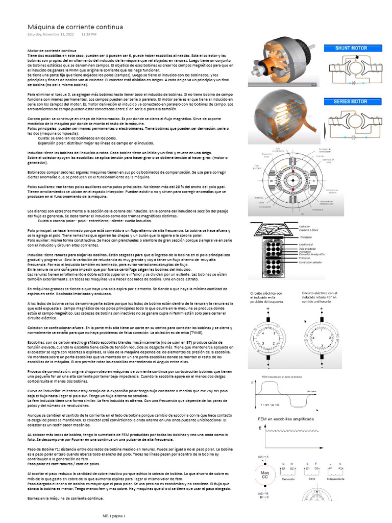 Máquina de Corriente Continua | PDF | Inductor | Corriente eléctrica