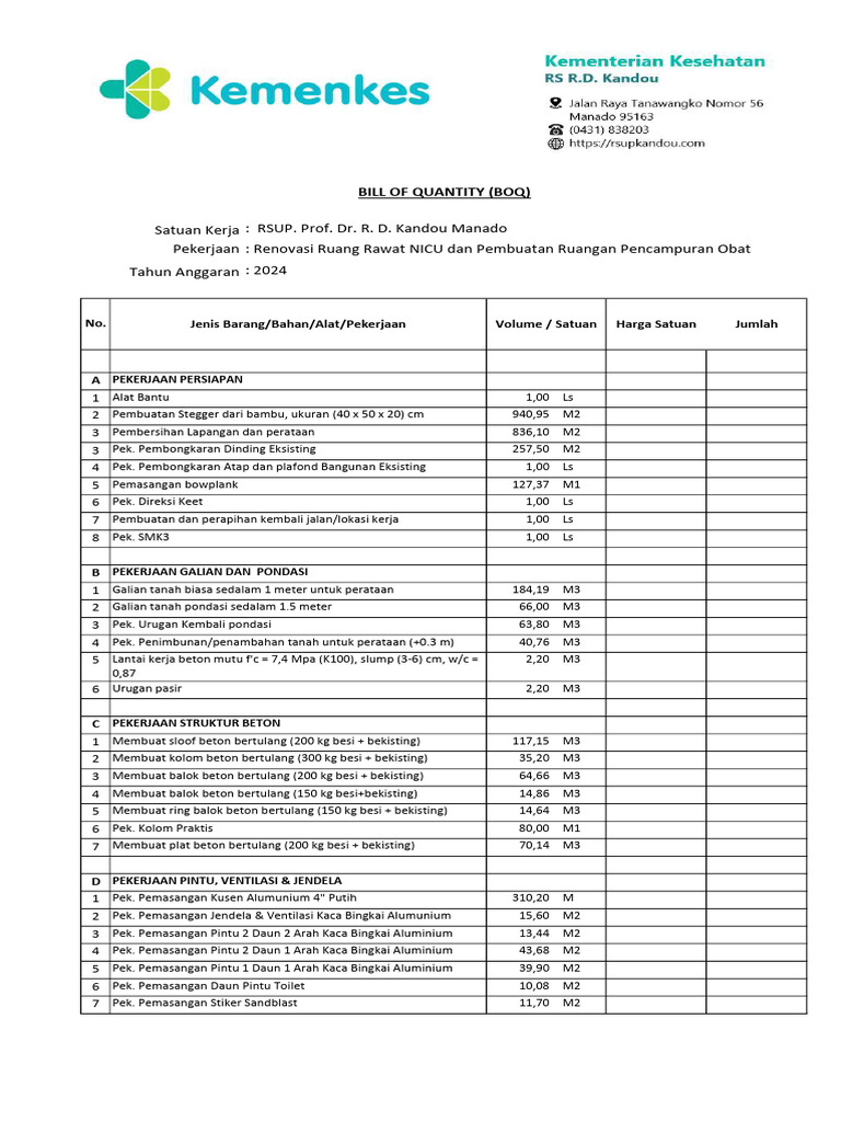 ADDENDUM BILL OF QUANTITY BOQ | PDF