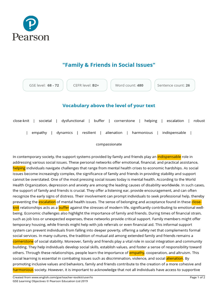 Family & Friends: Social Support Impact | PDF | Mental Health | Empathy