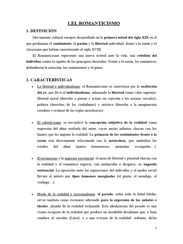 LITERATURA ROMANTICISMO 4º ESO | Descargar gratis PDF | Romanticismo