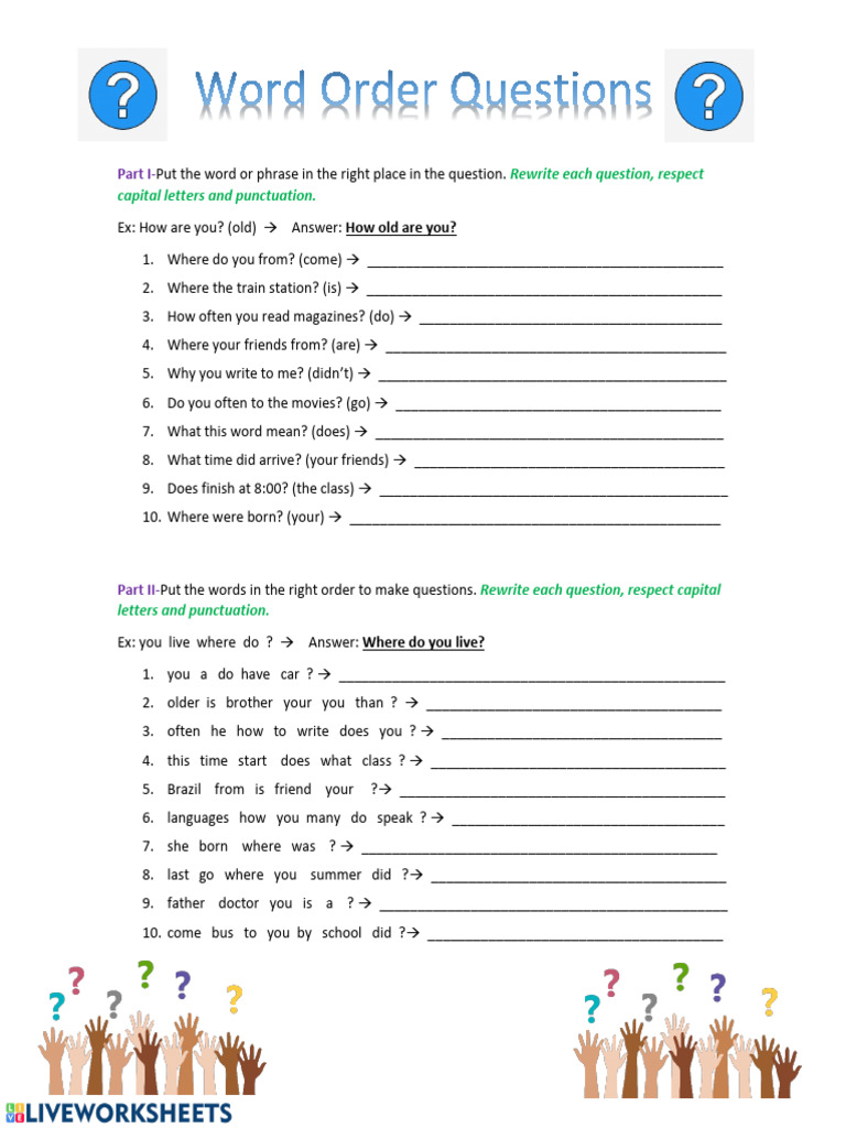 word order questions | PDF