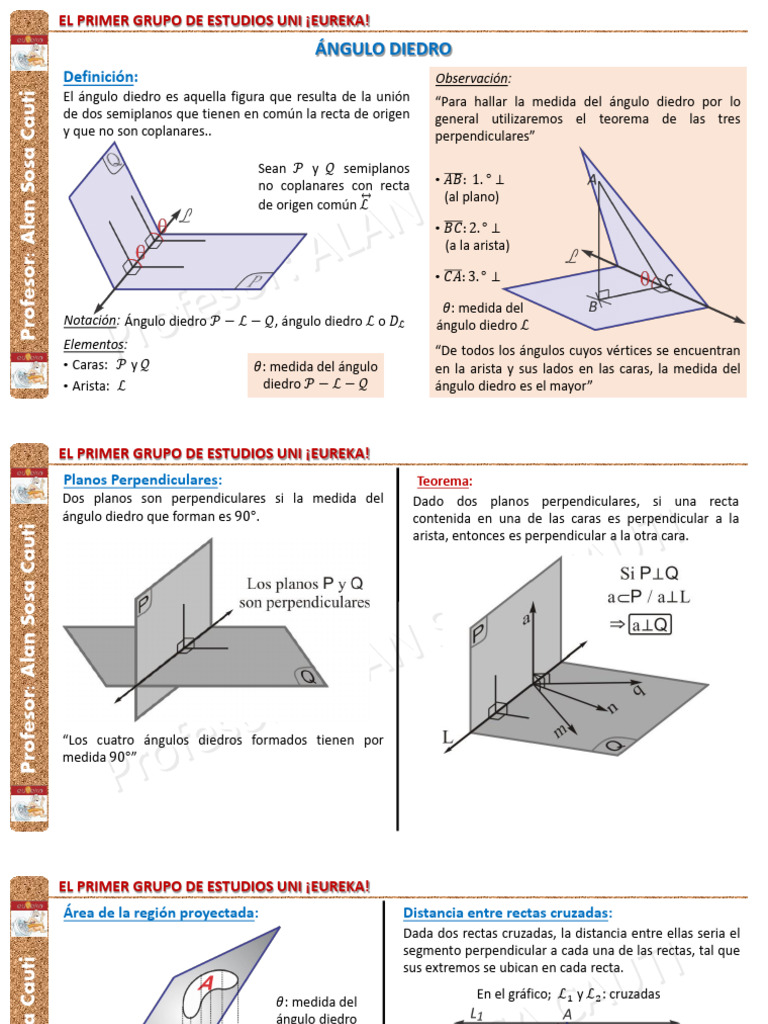 Ángulo Diedro, Distancia Entre Rectas Cruadas y Ángulo Poliedro | PDF ...