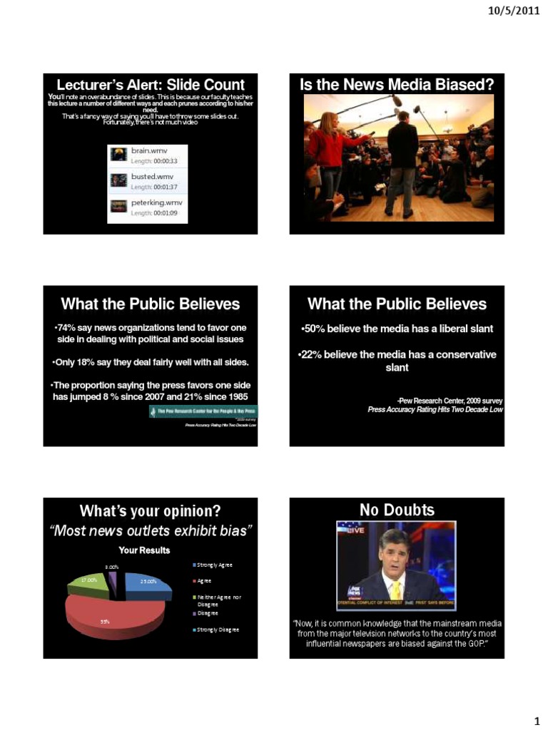 Is The News Media Biased?: Lecturer's Alert: Slide Count | PDF | Media ...