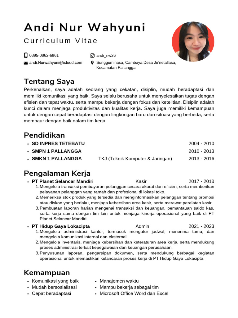 CV Andi Nur Wahyuni 2 | PDF | Pengelolaan Keuangan & Uang