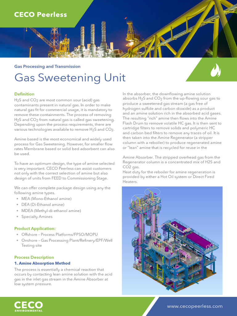 Gas Sweetening Unit Overview and Solutions | PDF | Chemical Processes ...