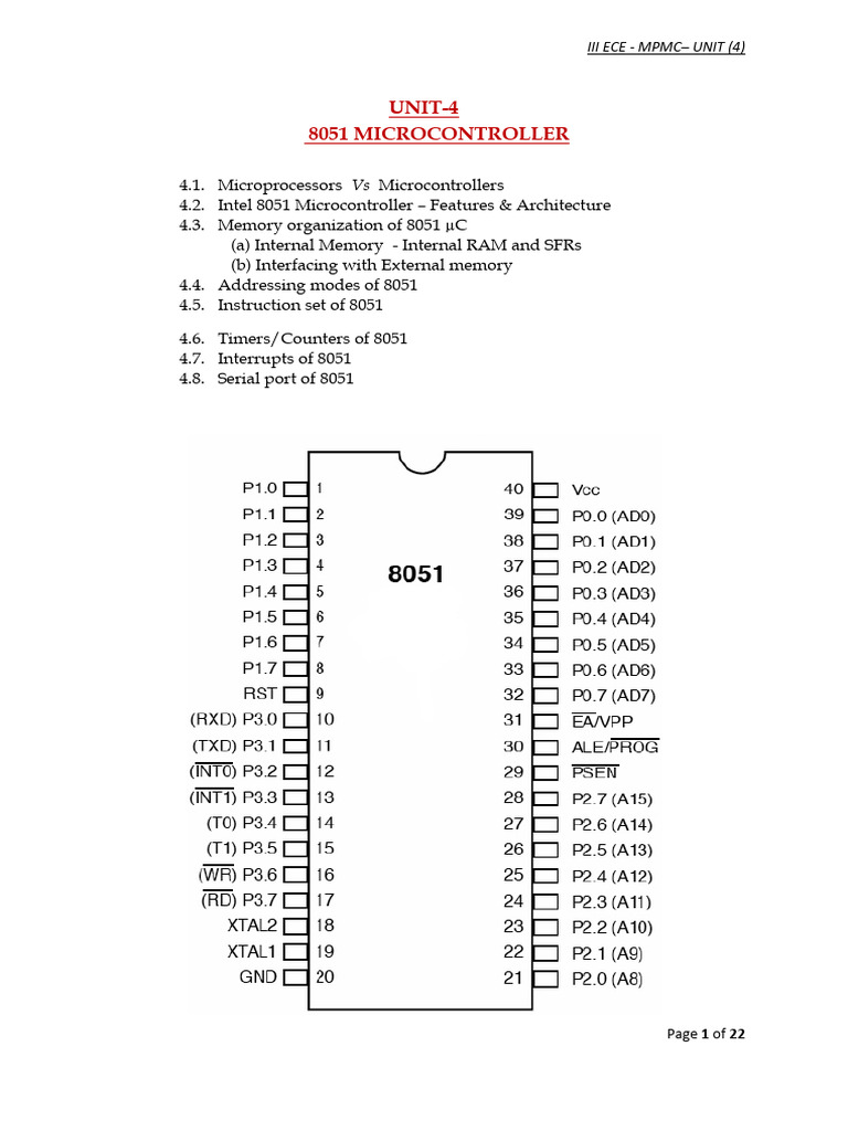 Mpmc Unit 4 Iii Ece R19 Download Free Pdf Microcontroller Central Processing Unit 