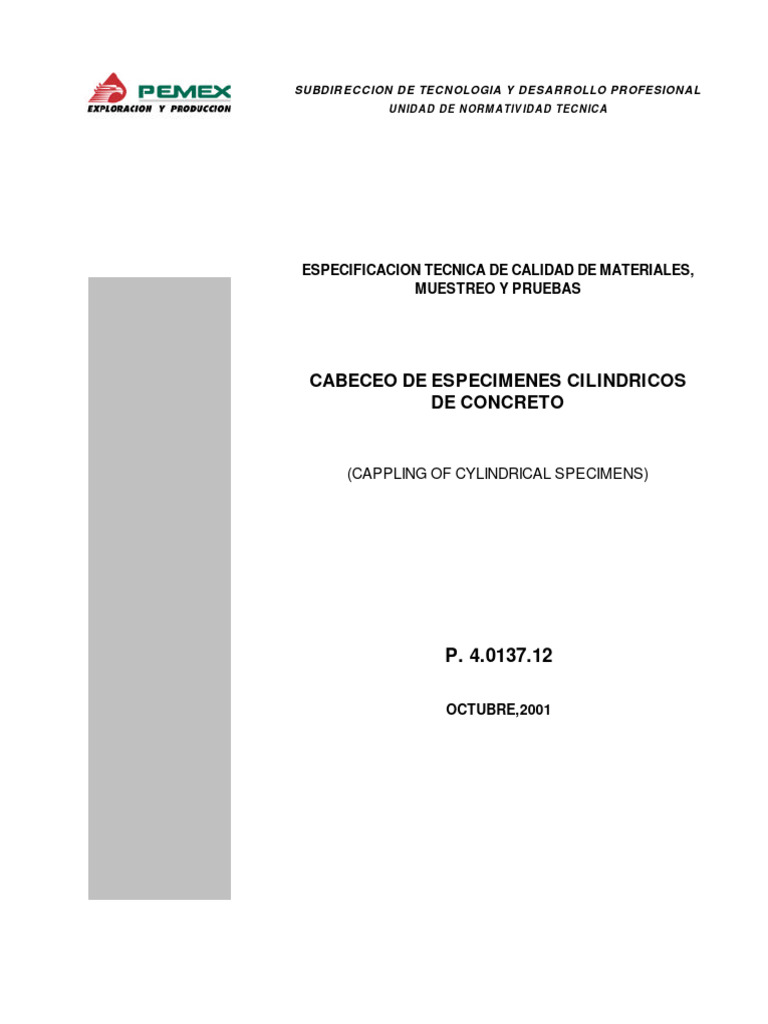 p.4.0137.12-2001 - Cabeceo de Especimenes Cilíndricos de Concreto ...