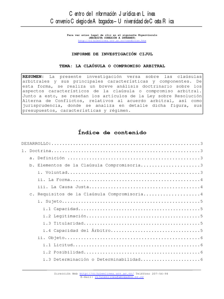 La Clausula o Compromiso Arbitral | PDF | Arbitraje | Jurisdicción