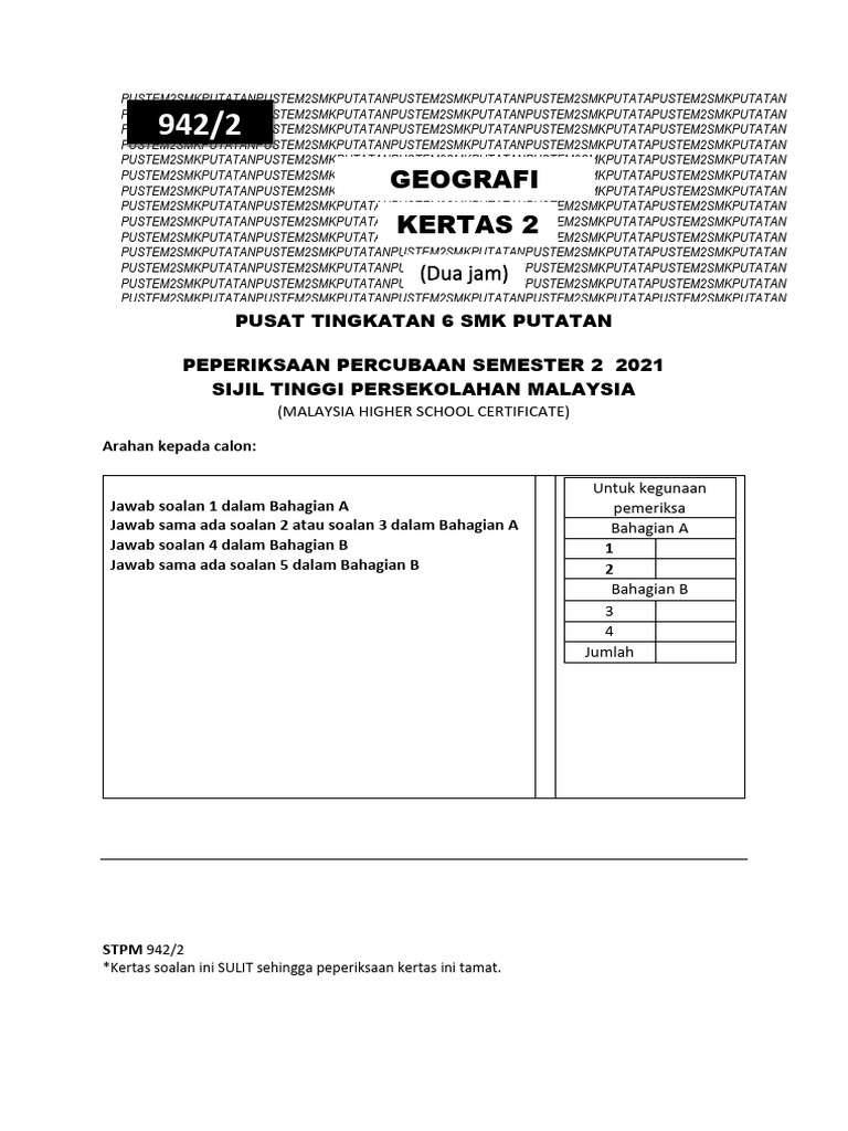 Pep Percubaan Sem 2 2021 | PDF