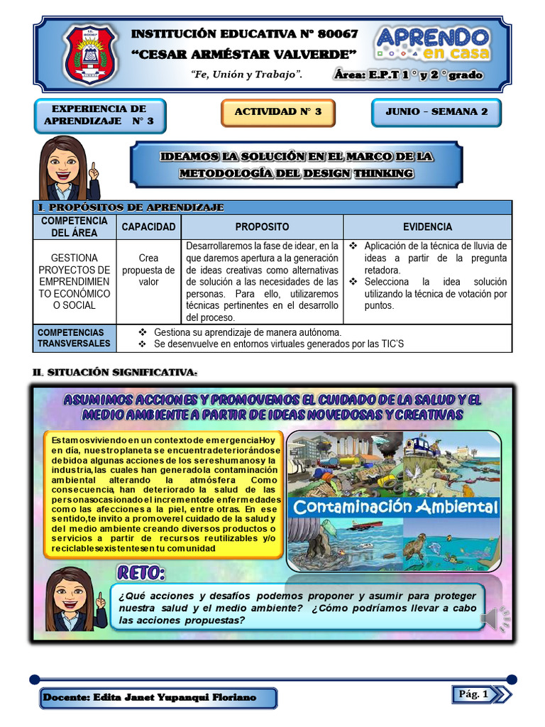 EXP N°3-FICHA 3 - EPT 2do (2° SEM JUNIO) | PDF | Lluvia de ideas | Aprendizaje