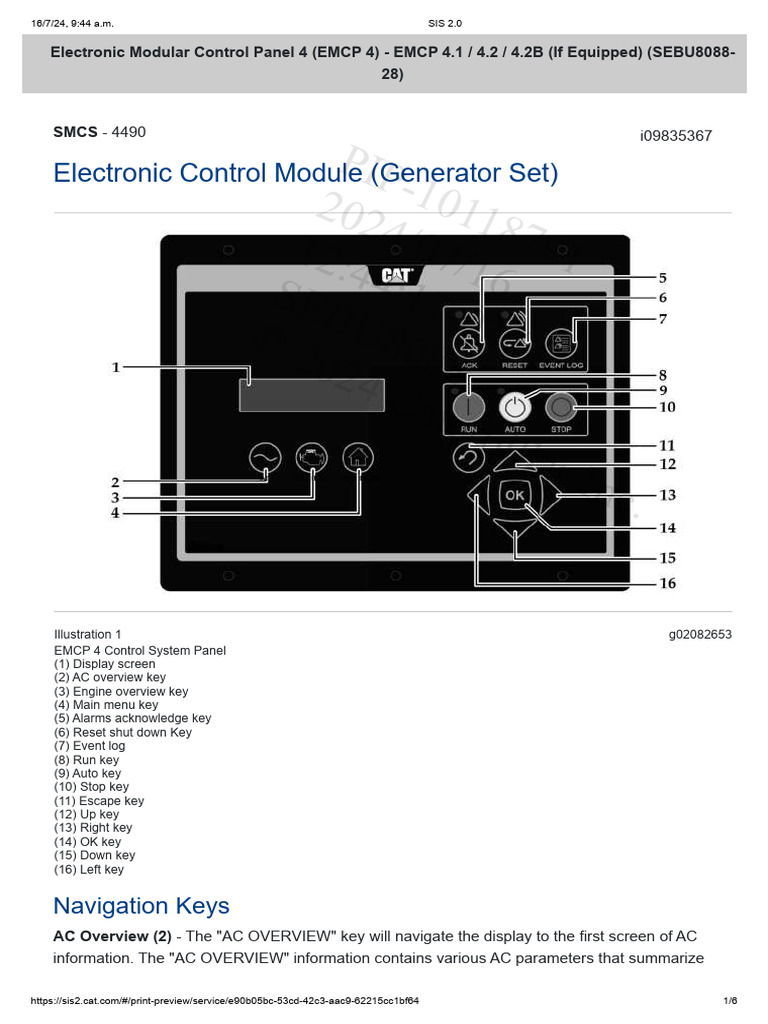Electronic Modular Control Panel 4 (EMCP 4) - EMCP 4.1 4.2 4.2B (If Equipped) (SEBU8088-28 ...