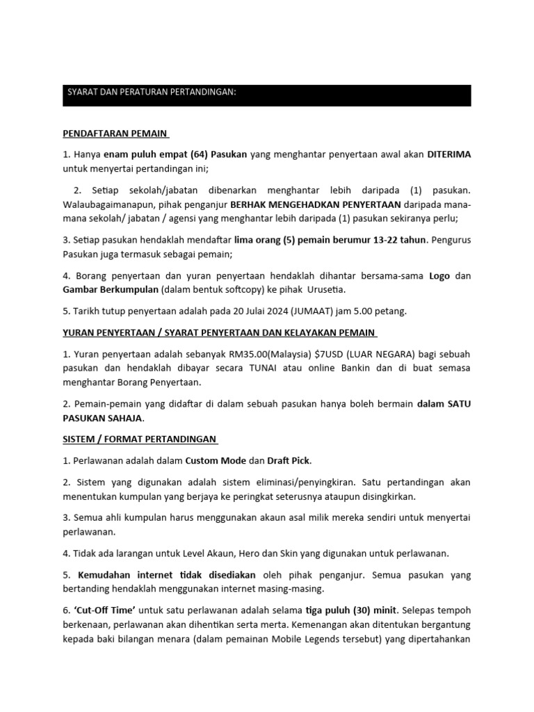 borang pendaftaran MLBB | PDF