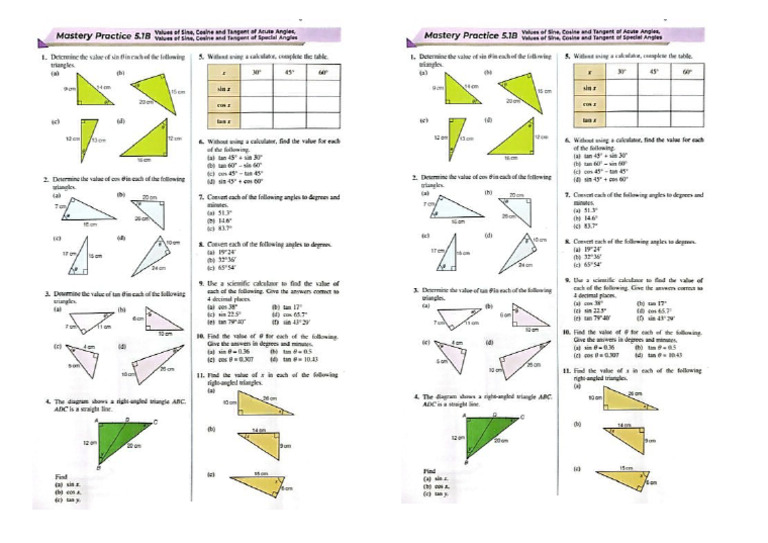 Trigo Worksheet | PDF