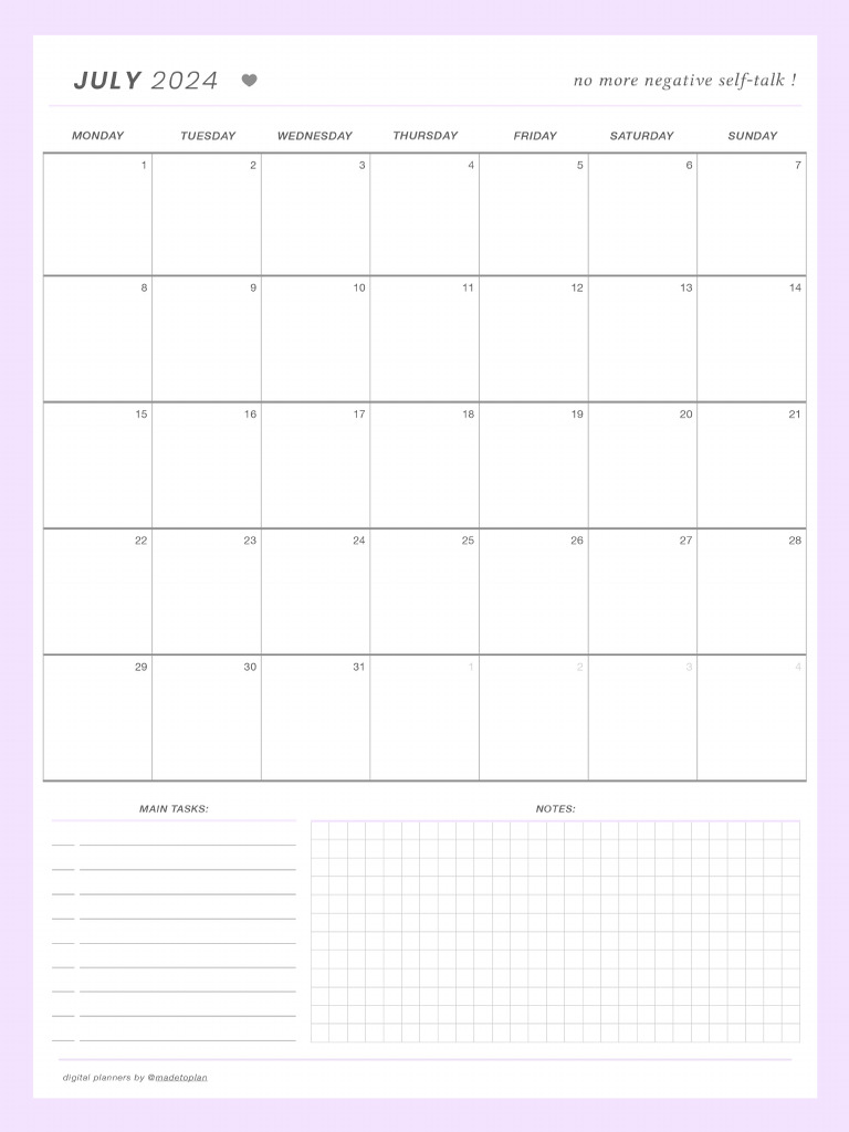July Calendar by MADEtoPLAN | PDF