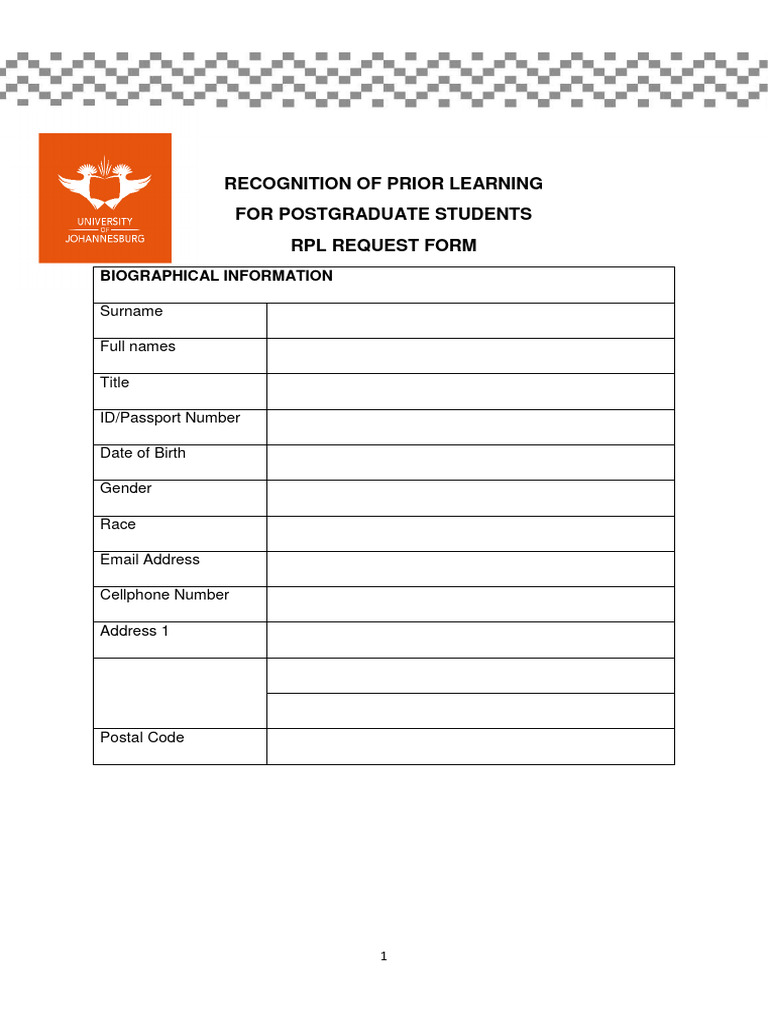 Uj RPL Request Form March 2019 | PDF | Educational Stages