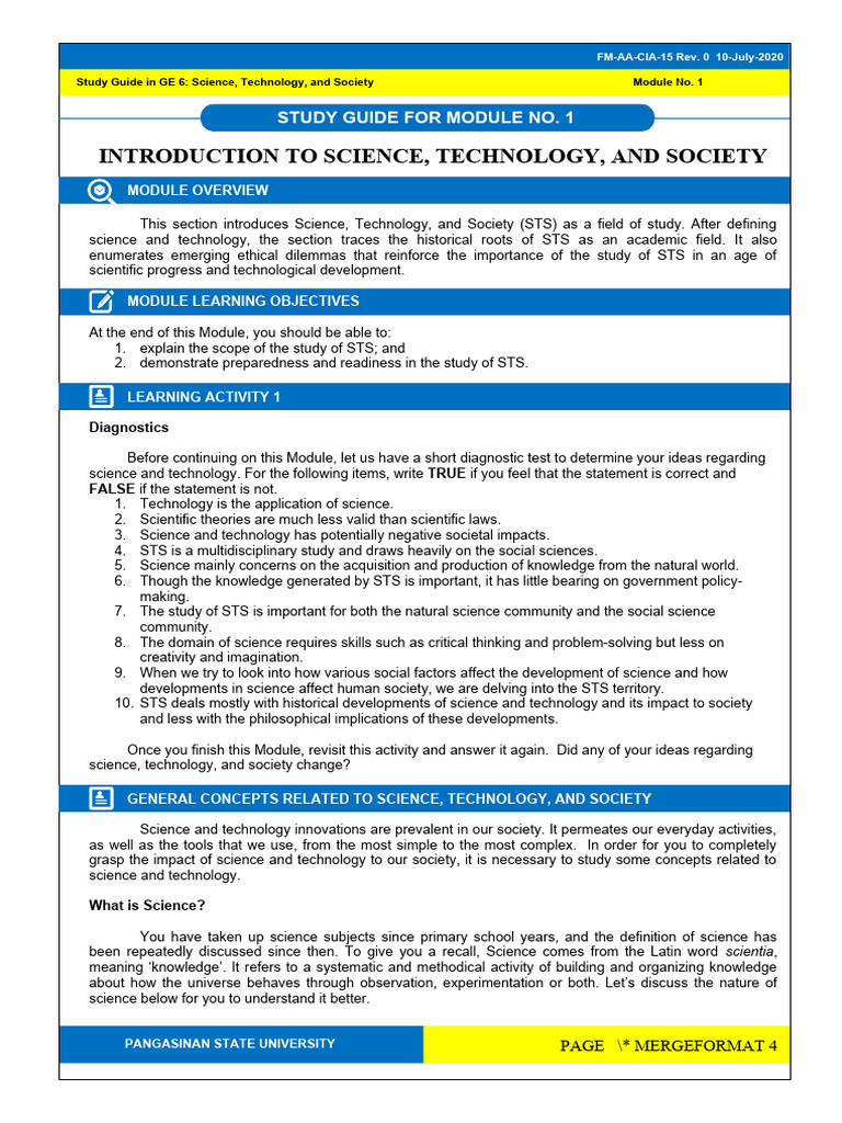 Sts Study Guide 1 | PDF | Babylon | Science