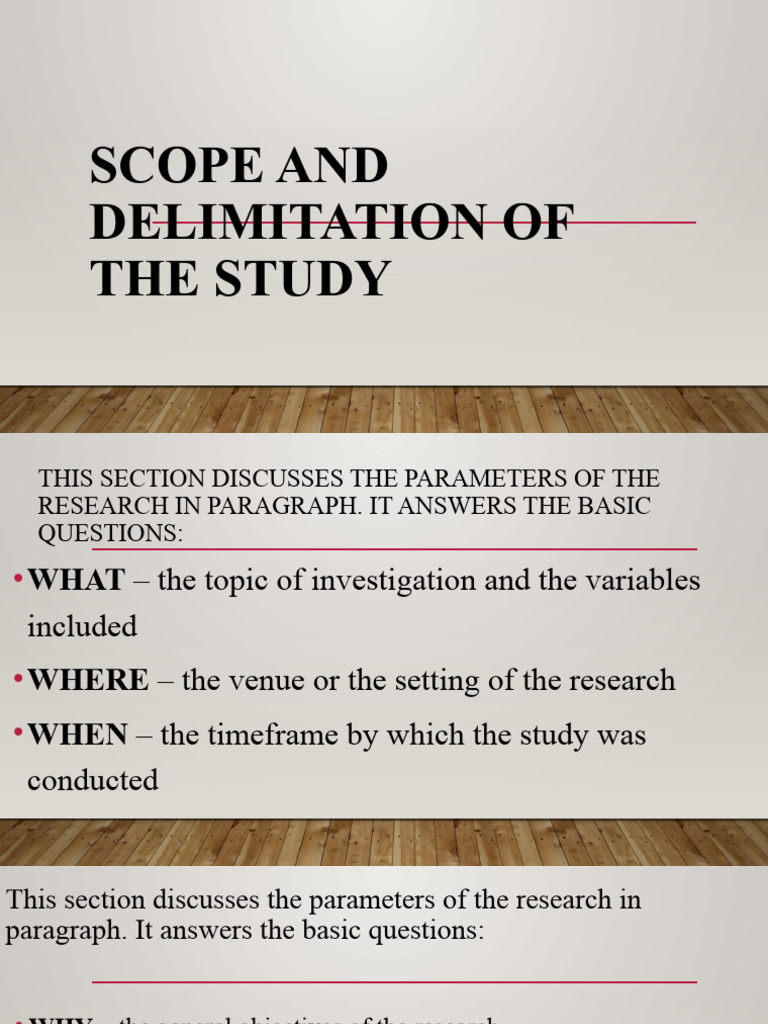 Scope and Delimitation in Research | PDF | Theory | Concept
