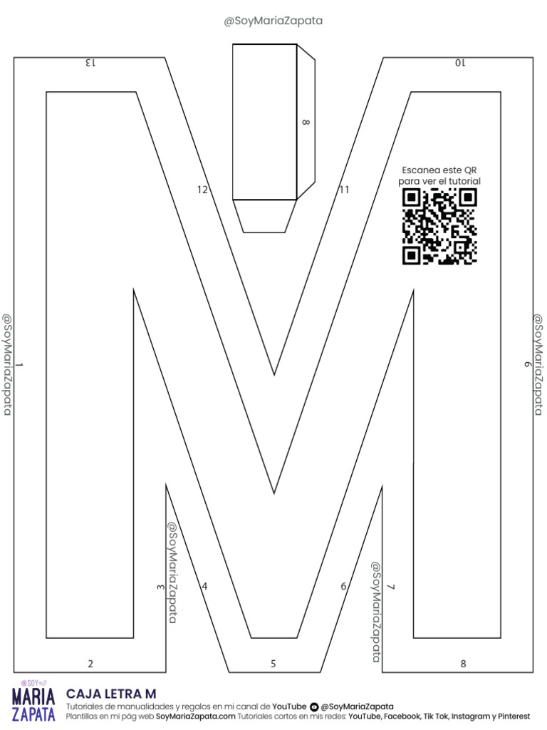 Molde de Caja Letra M para Imprimir | PDF