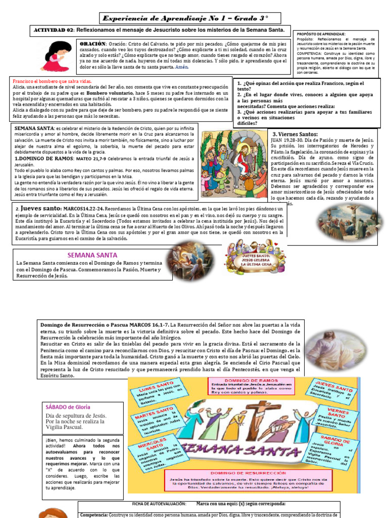 Act. 02 Semana Santa 3° Estudiantes | PDF | Pascua de Resurrección ...