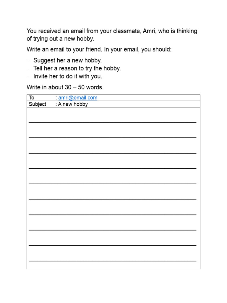 Exercise Short Communicative Message (Email) | PDF