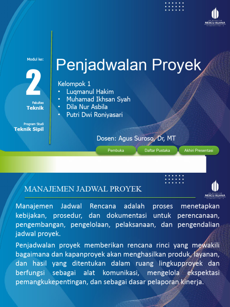 Penjadwalan Proyek Kelompok 1 | PDF