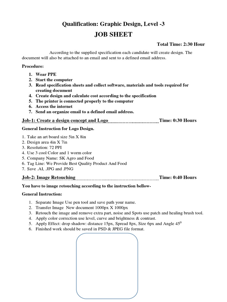 Level 3 Graphic Design Job Sheet | PDF | Adobe Photoshop | Computing