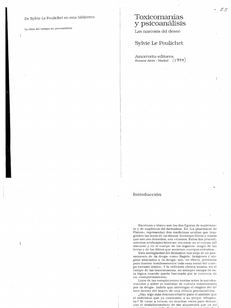 Lec 21. Toxicomanias y Psicoanálisis - Le Poiliche | PDF