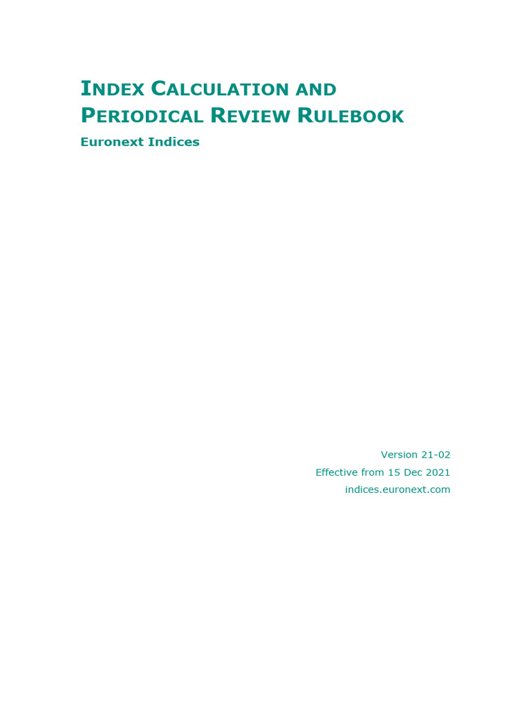 Euronext Indices Review Rulebook | PDF | Stock Market Index | Dividend