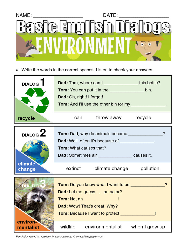 Basic English Dialogs Environment2 | PDF | Natural Environment | Learning