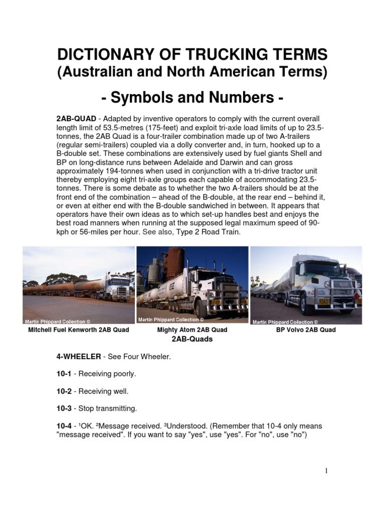 Dictionary of Trucking Terms (2009) | Semi Trailer Truck | Truck