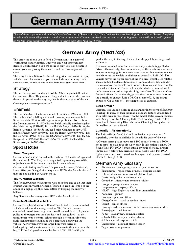 WPB - German Army - 1941-43 | PDF | Tanks | Battalion