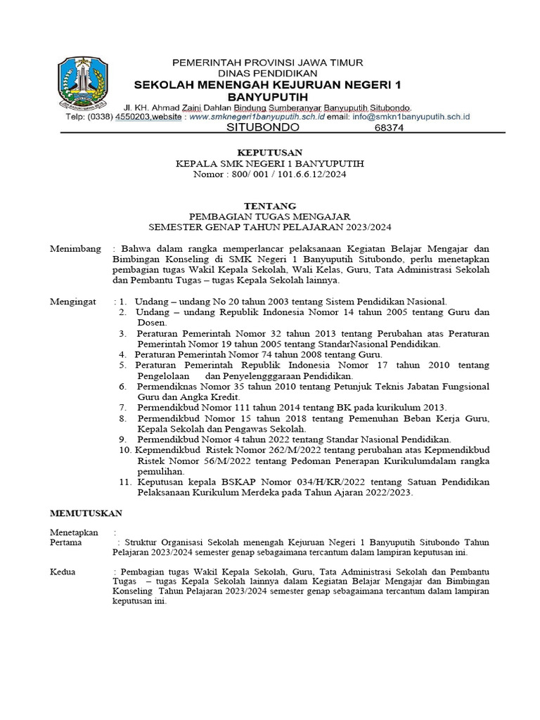 SK Mengajar 2023-2024 | PDF