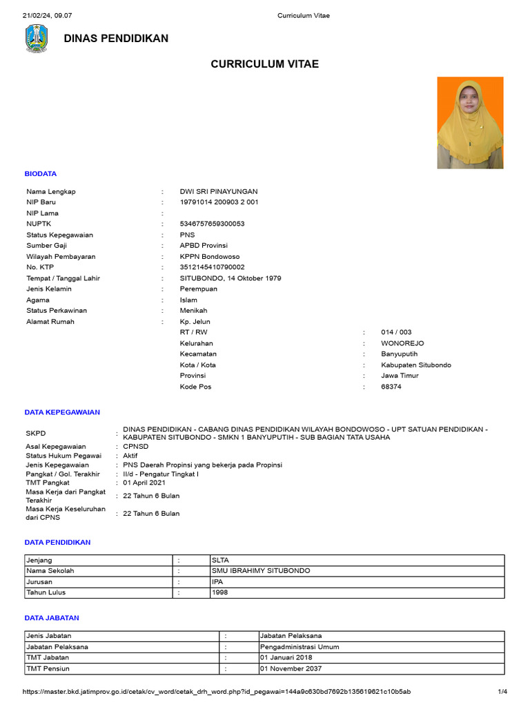 Curriculum Vitae YUYUN | PDF
