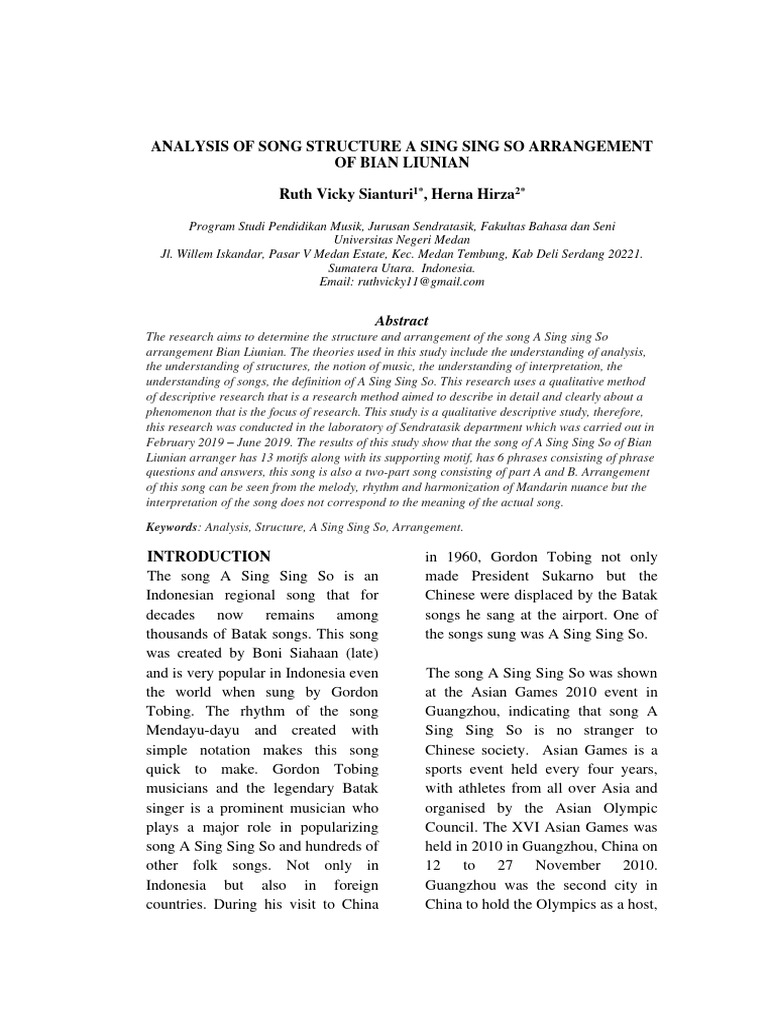 Analysis of A Sing Sing So Structure | PDF | Tempo | Songs