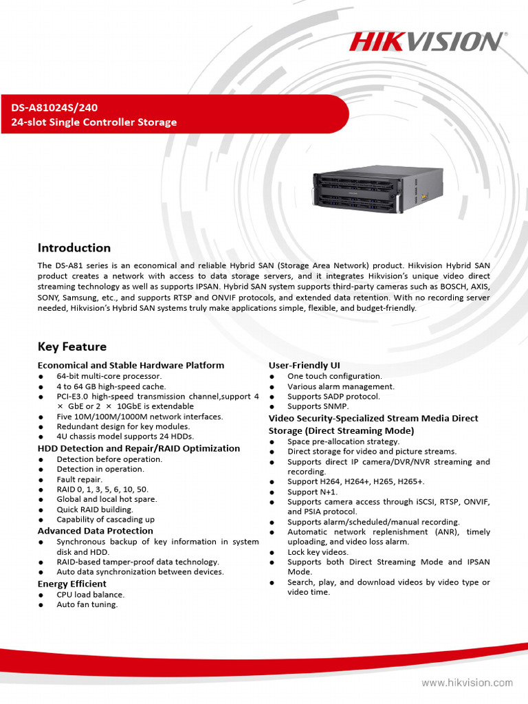 Datasheet of DS A81024S - 240 Single Controller Storage - V2.3.9 ...