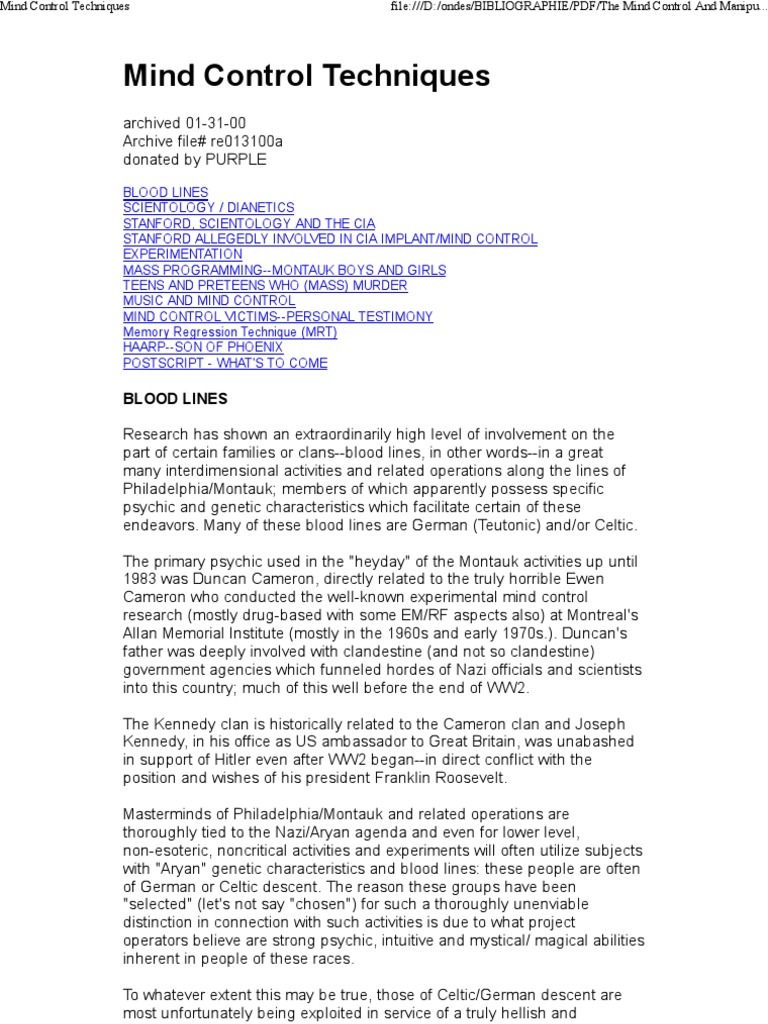 Mind Control Techniques | PDF | Mind Control | Mind