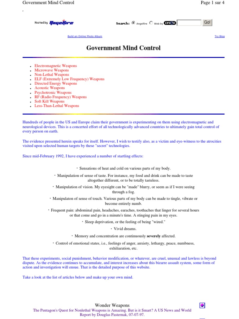 MK-ULTRA Program and Government Electronic Mind Control | PDF | Radio Frequency | Mind Control