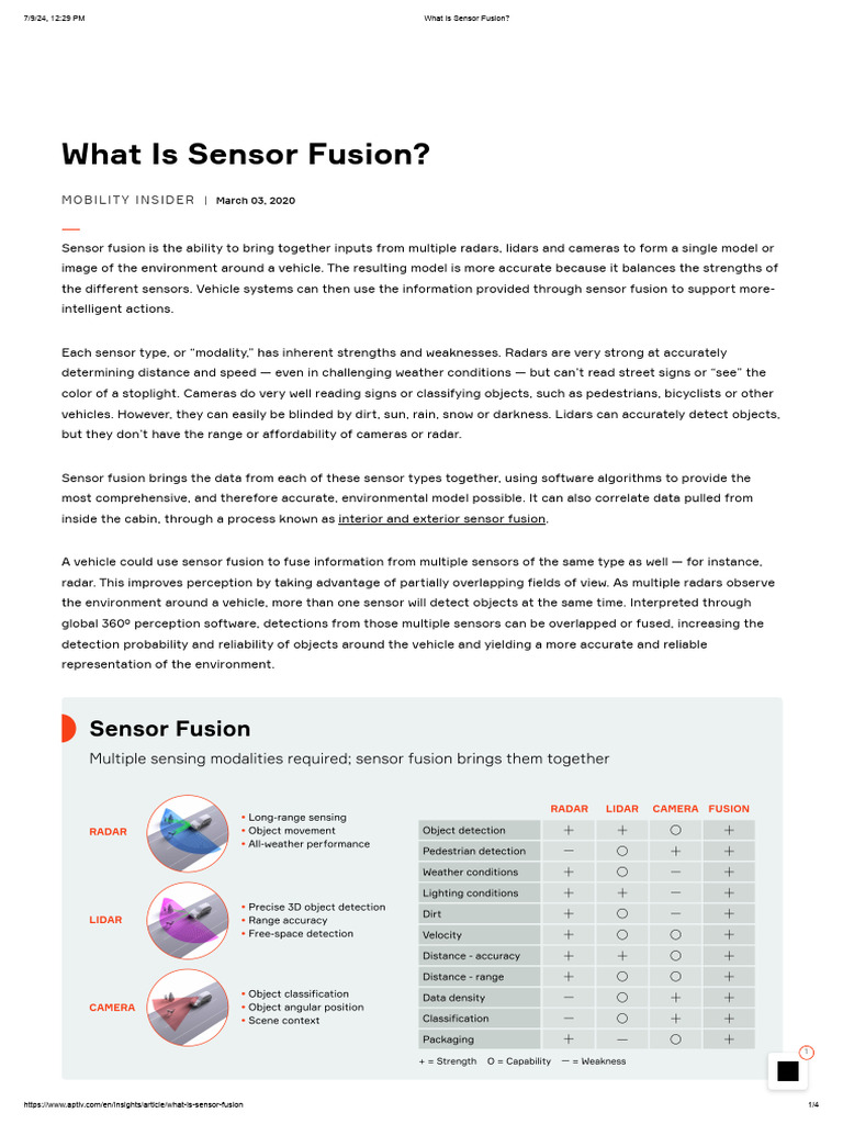 What Is Sensor Fusion | PDF | Artificial Intelligence | Intelligence (AI) & Semantics