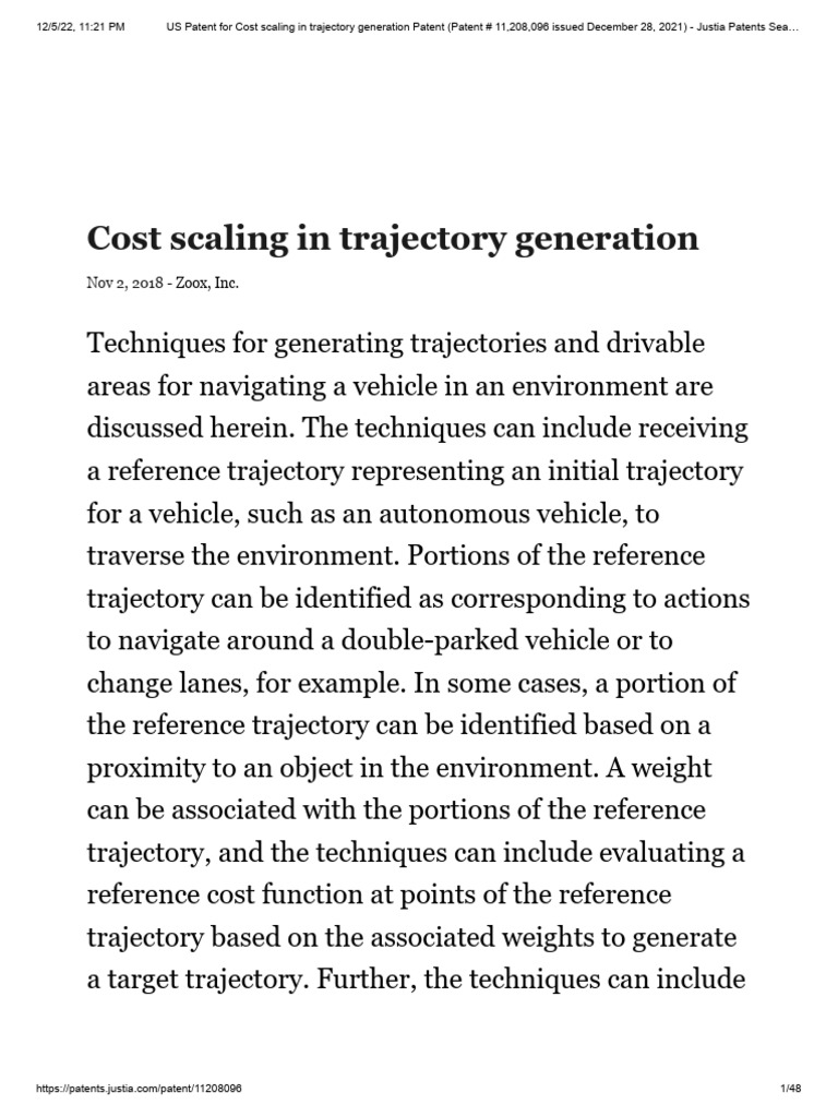 0b - US Patent For Cost Scaling in Trajectory Generation Patent (Patent ...