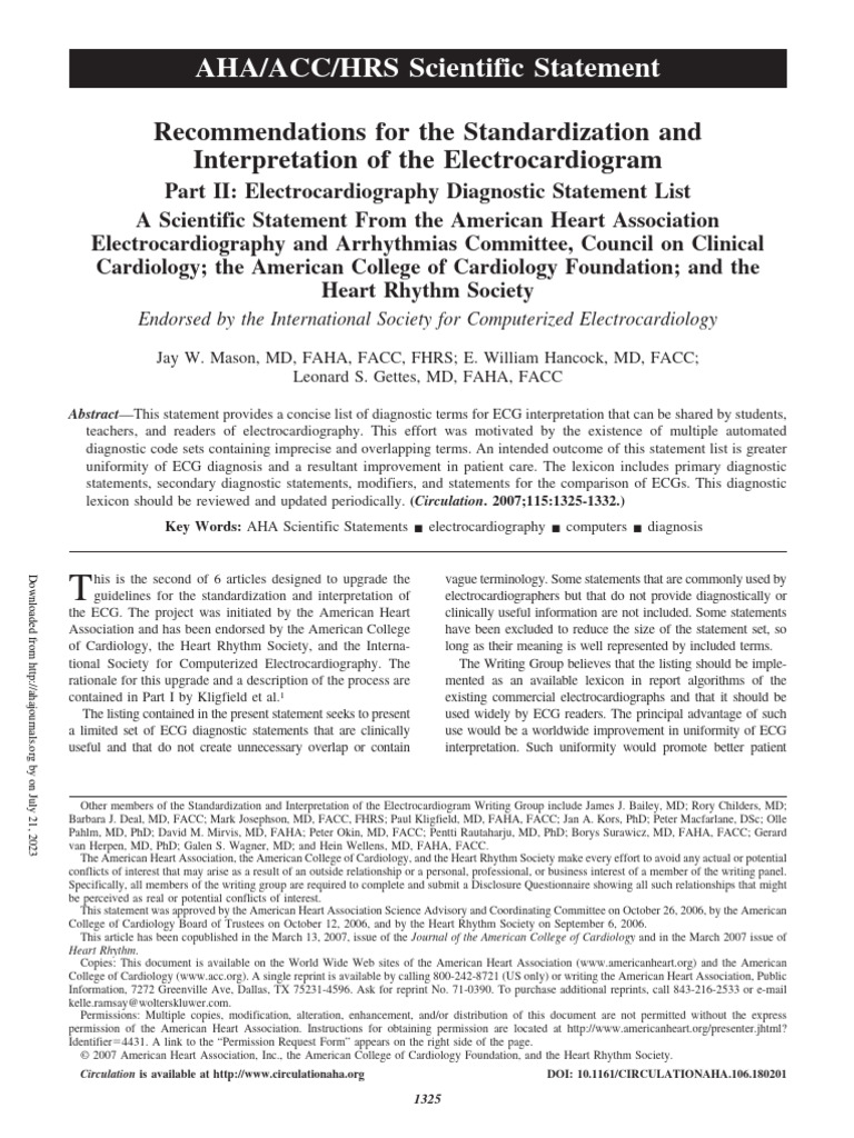 Recommendations for the Standardization and Interpretation of the ...